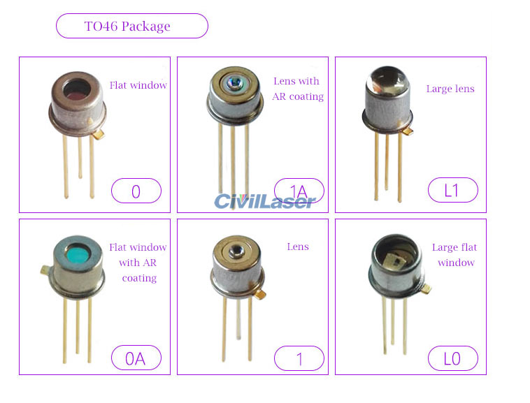 400nm~1100nm 0.5mm Fast Silicon PIN 포토다이오드 TO46 Package