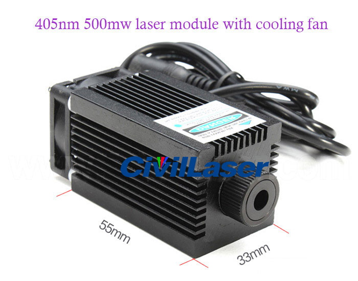 405nm 300mw~500mw blue-violet laser diode module DC 5V 12V with cooling ...