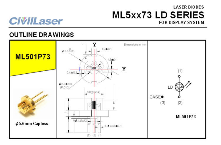 New 638nm 500mW 빨간색 레이저 다이오드 MITSUBISHI ML501P73 Pulse 1000mW