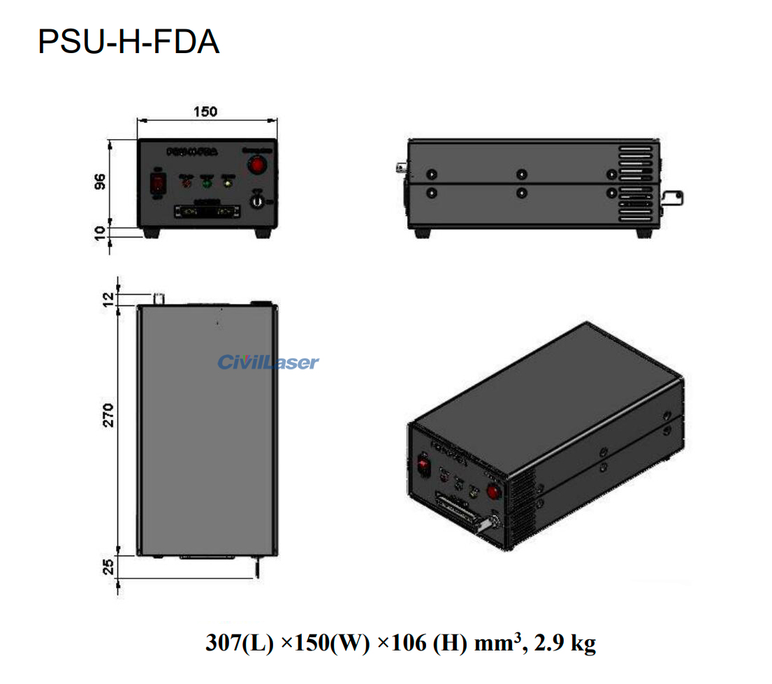 355nm 1~150mW Q-스위치 레이저 LD 펌핑 전고체 UV 레이저