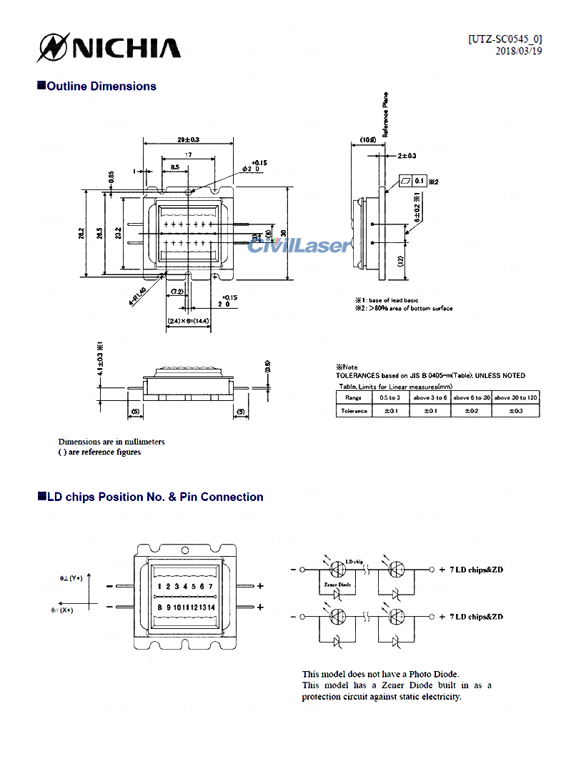Nichia NUBM35 455nm 67W Blue Module Laser Diode 4.75W*14 LDs ...